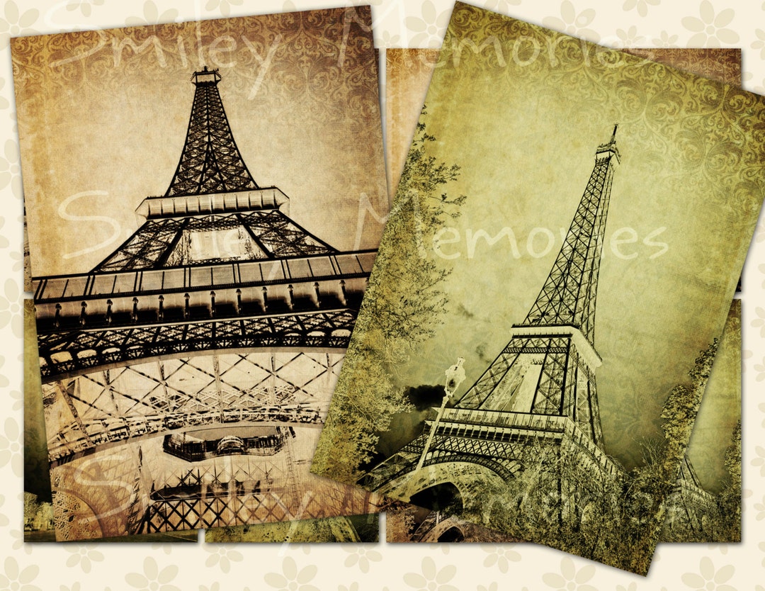 Paris, Eiffel Tower, Digital Collage Sheet, Set of 8 Gift Tags, Aceo ...