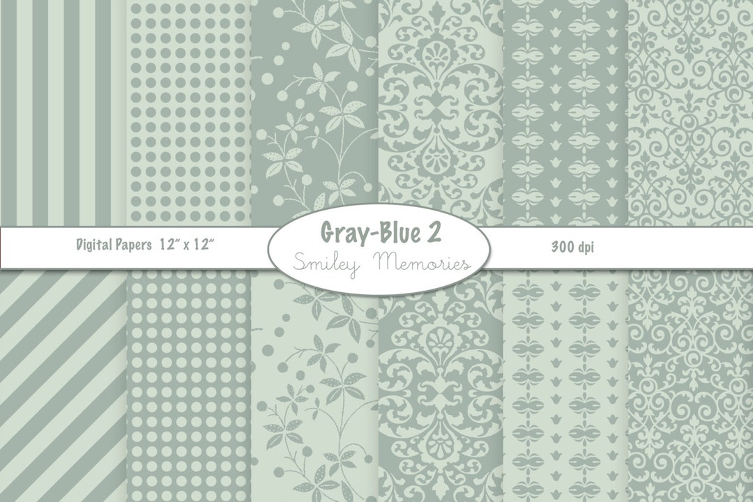 Grey Blue 2 Digital Paper Pack 12 x 12 para álbum de recortes, diseño ...