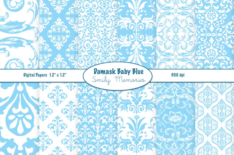 Baby Blue Digital Printable Paper Pack 12 X 12 for - Etsy