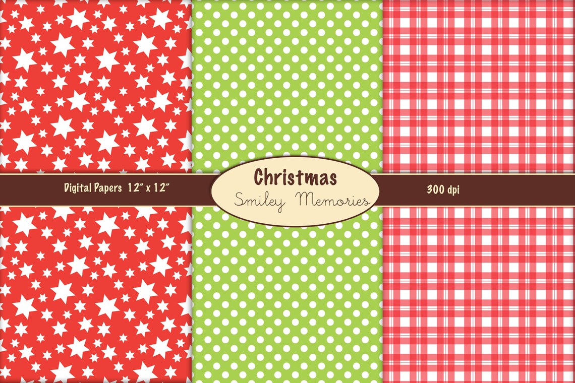 Christmas Digital Clip Art PNG and 3 Digital Paper Sheets - Etsy