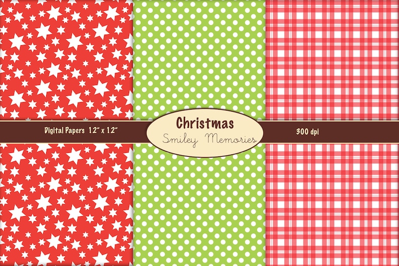 Christmas Digital Clip Art PNG and 3 Digital Paper Sheets 12 X 12 ...