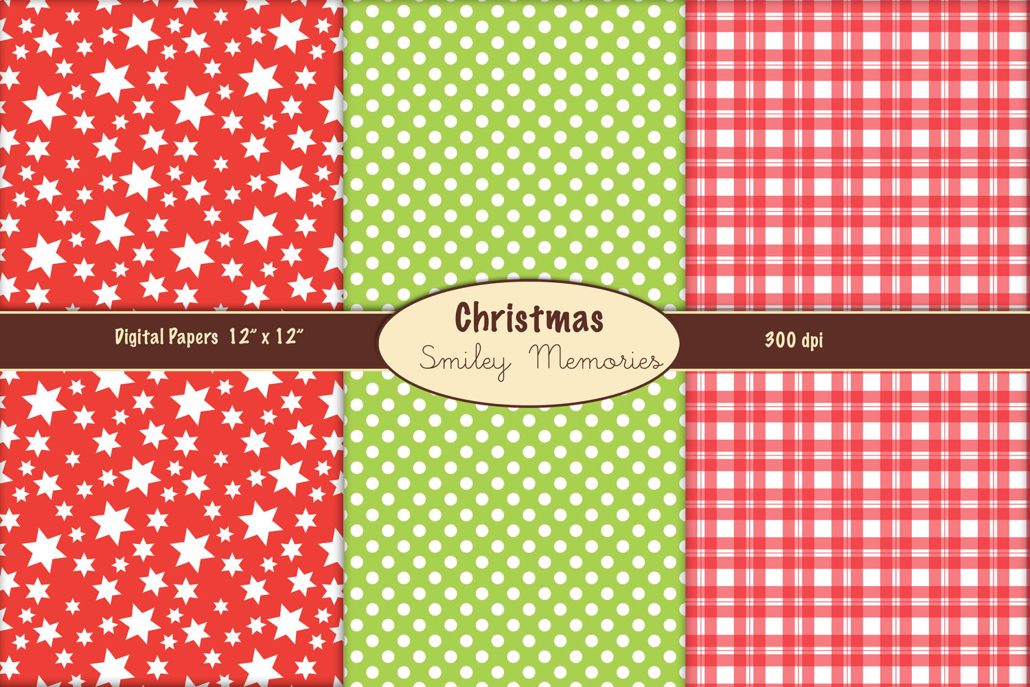 Christmas Digital Clip Art PNG and 3 Digital Paper Sheets 12 X 12 ...