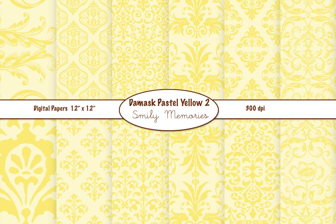 Pastel Yellow Damask Digital Paper Pack (instant Download) - Etsy