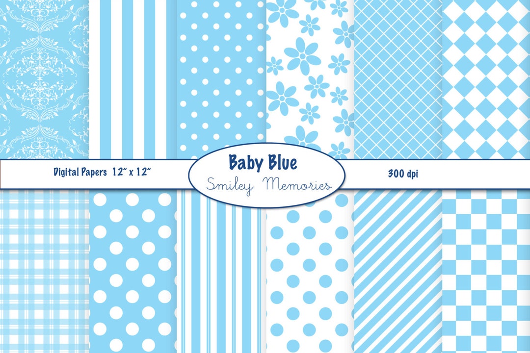 Baby Blue and White Digital Paper Pack 12" X 12" for Scrapbook ...