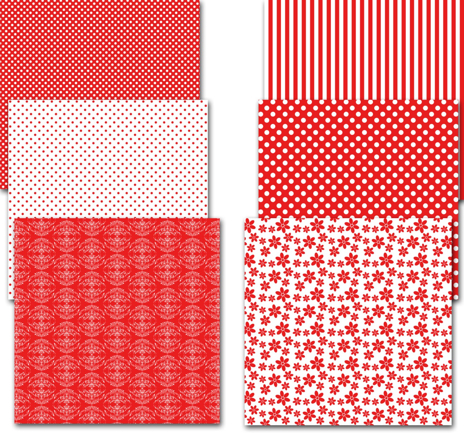 Red and White Digital Paper Pack 12