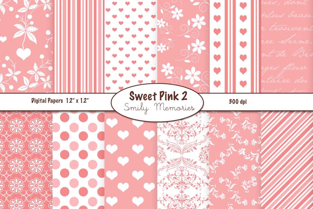 Sweet Pink Digital Paper Pack, Scrapbook Backgrounds (digital Download ...