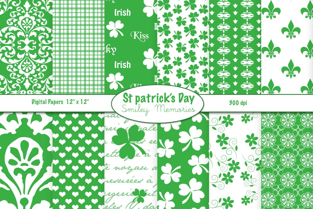 St. Patrick's Day Digital Paper for Invitation, Cards, Ephemera ...