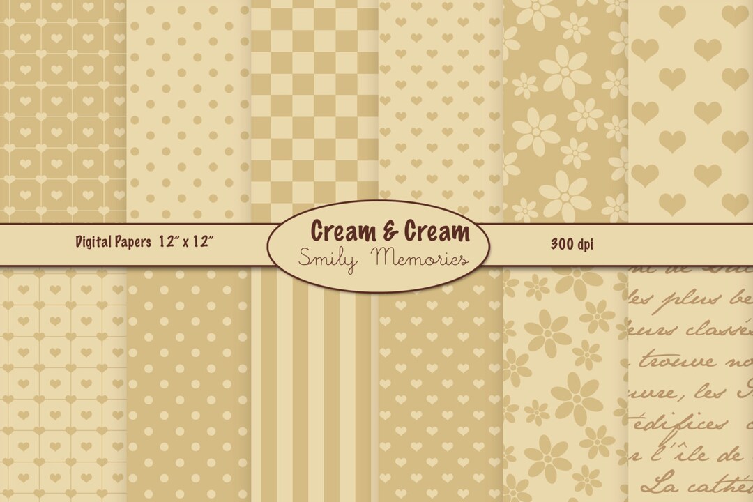Vintage Cream and Cream Digital Paper Pack 12" X 12" for Card Design ...
