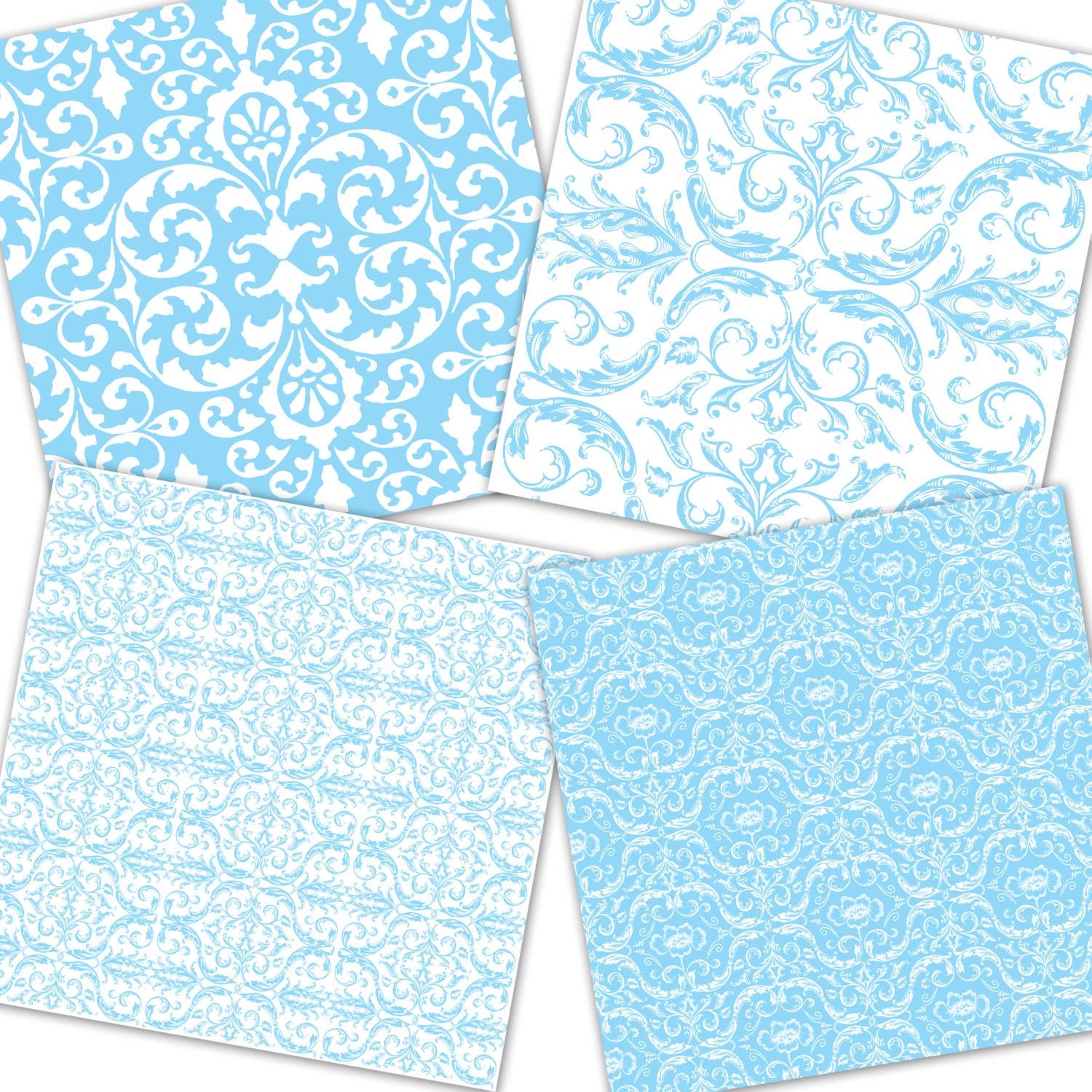 Baby Blue Digital Printable Paper Pack 12" X 12" for Card Design ...
