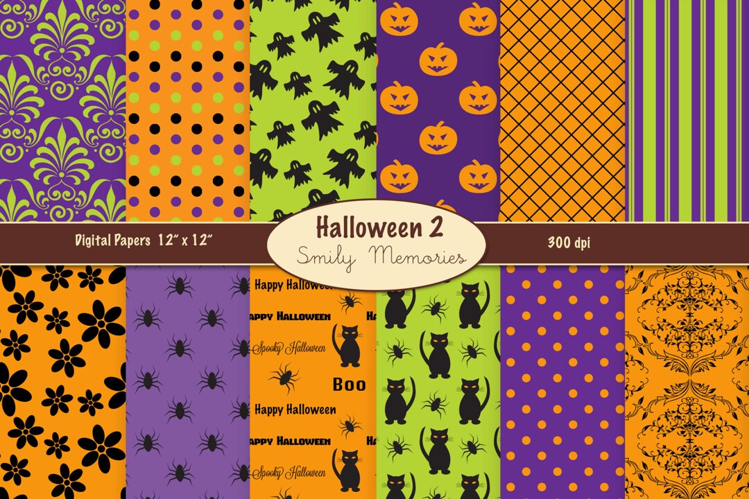 Halloween 2 Printable Digital Paper Pack12" X 12" for Scrapbooking ...