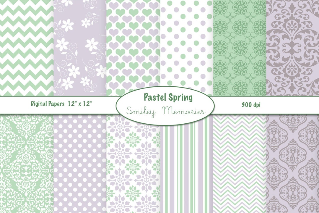 Pastel Spring Digital Paper Pack 12 x 12 Uso Comercial, Descarga ...