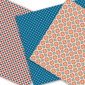 Vintage Red, Blue, Green Digital Paper Pack (instant Download) - Etsy