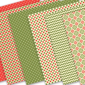 Vintage Red, Blue, Green Digital Paper Pack (instant Download) - Etsy
