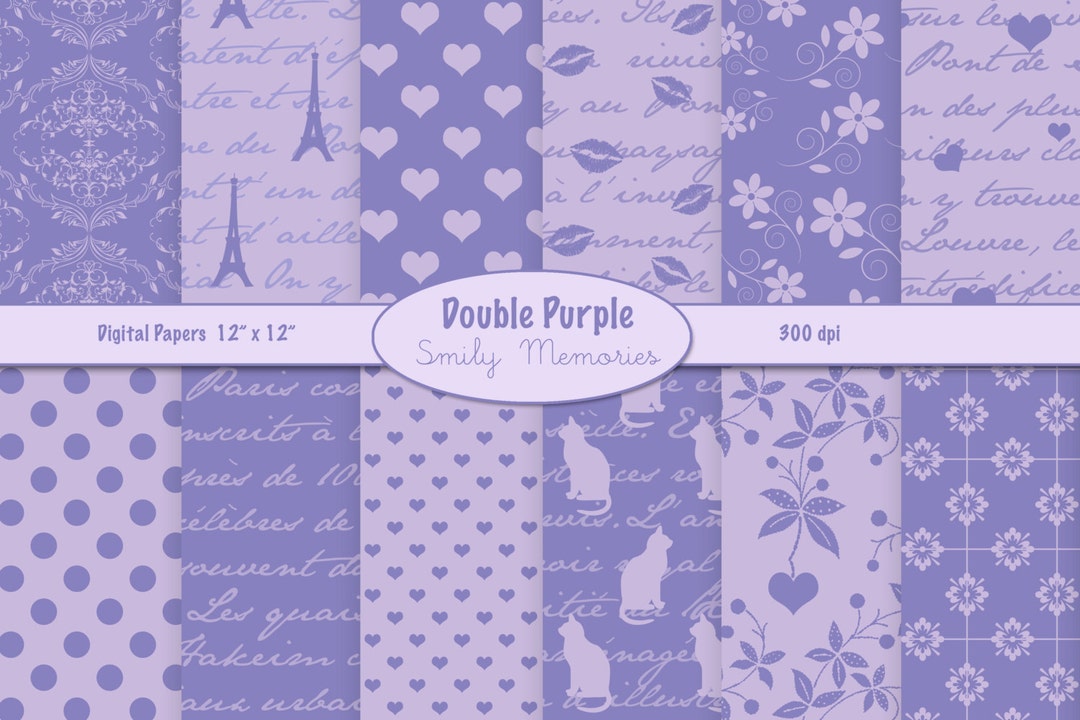 Double Purple Digital Paper Pack 12" X 12" for Scrapbook, Junk Journal ...