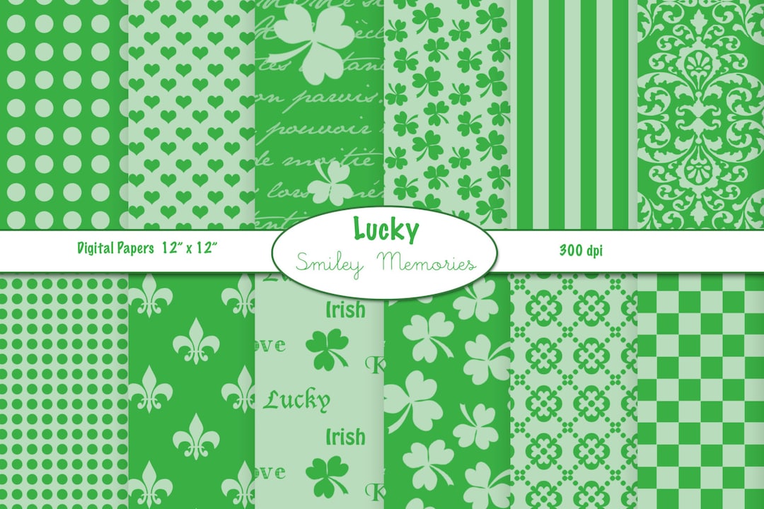 Lucky Green St Patrick's Digital Paper Pack 12" X 12" for Scrapbook ...