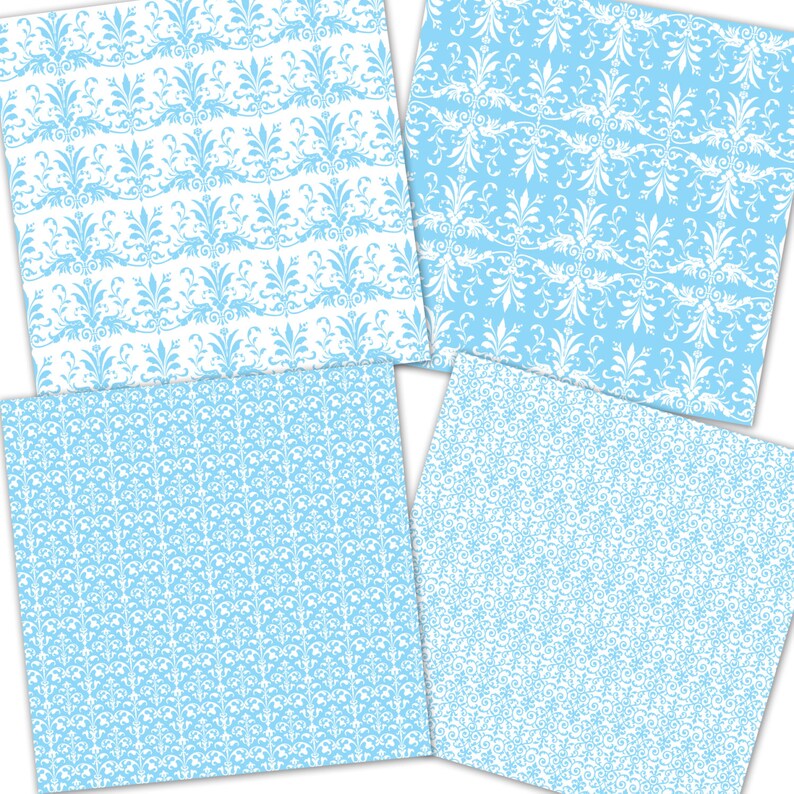 Baby Blue Digital Printable Paper Pack 12 X 12 for - Etsy