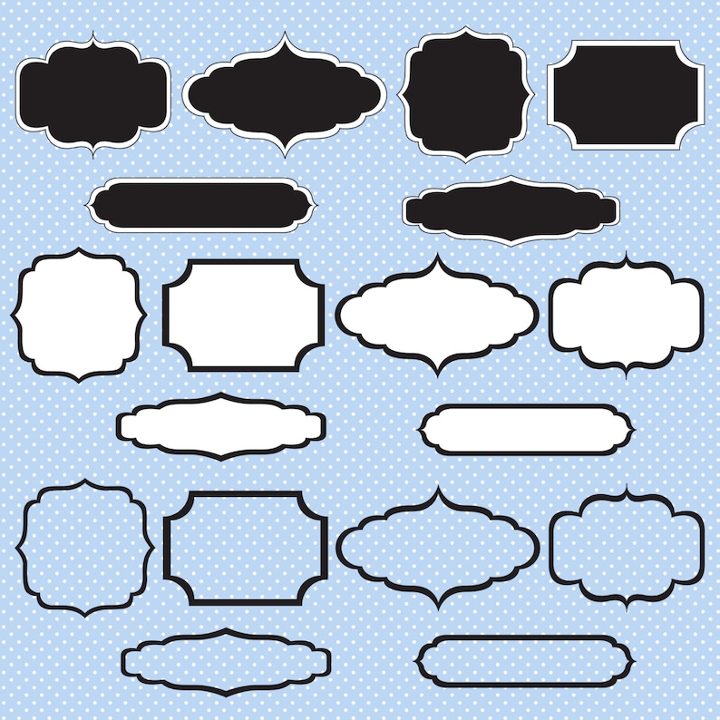 Digital Printable Frames Clip Art for Scrapbook, Tags, Invitation ...