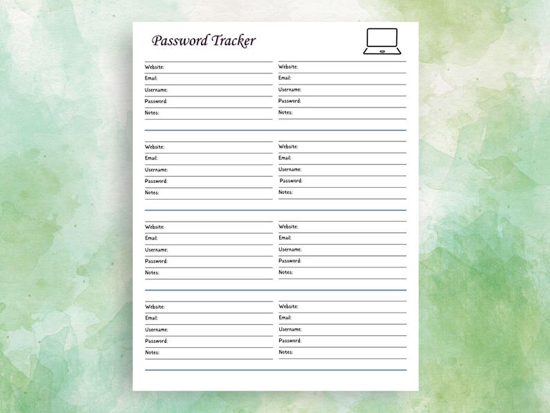 Password Tracker Digital Download, Password Keeper, Website Information ...