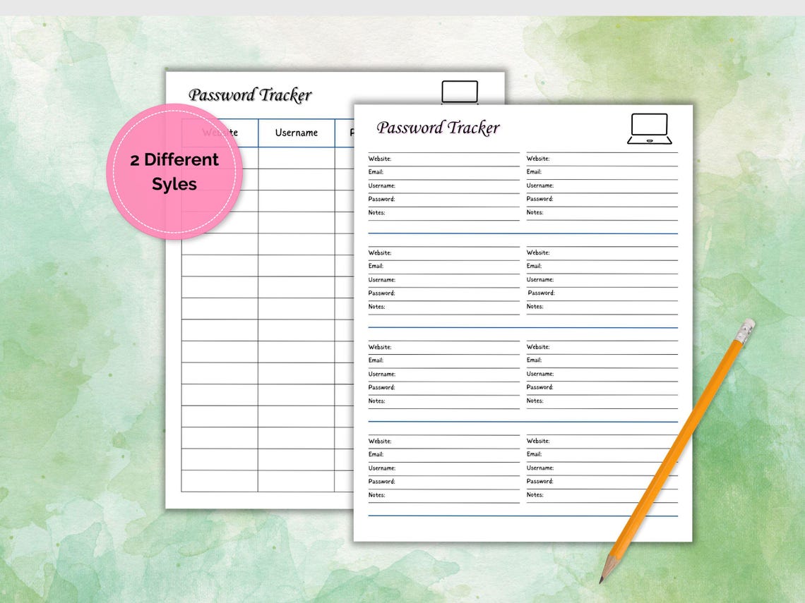 Password Tracker Digital Download, Password Keeper, Website Information ...