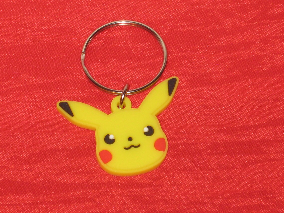 Flat Rubber Pokemon Pikachu Keyring Keychain - Etsy