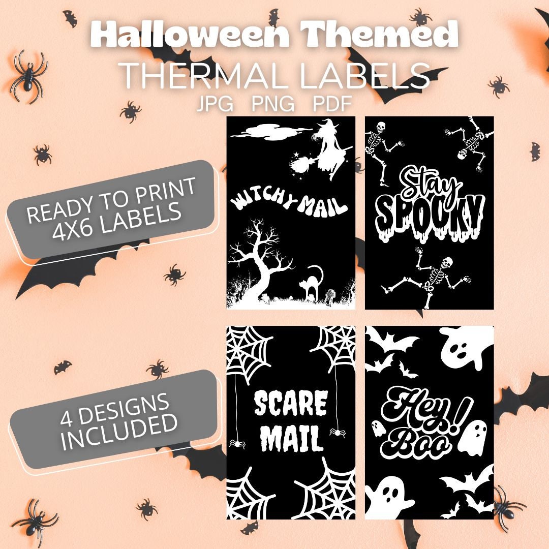 Thermal Printer Label, Halloween Sticker for Packaging, Mail Thermal ...
