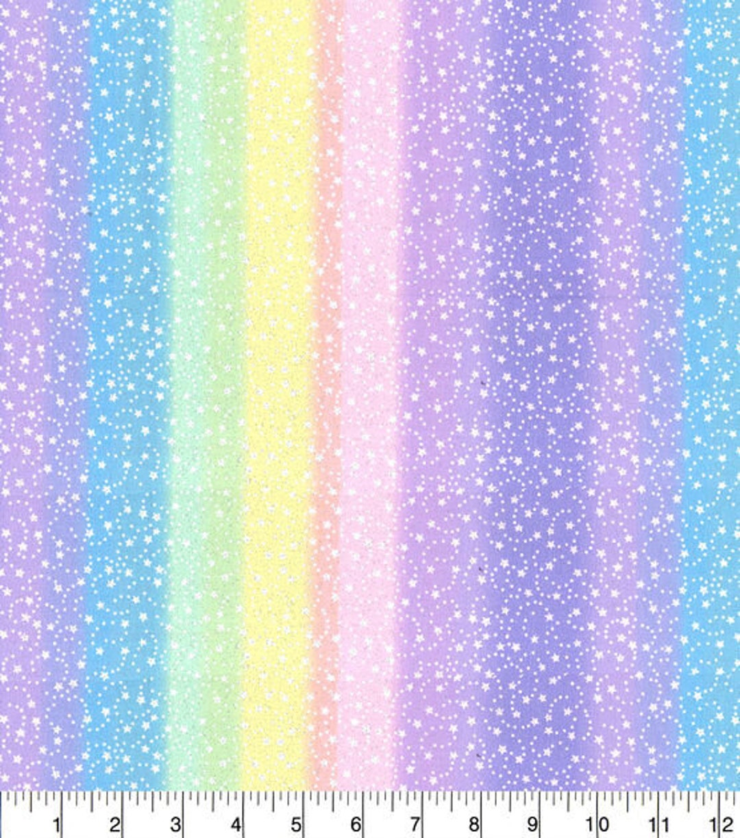 Pastel Rainbow Stars Keepsake Calico Cotton Fabric Sold by the Half ...