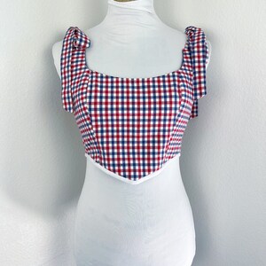 Summer Gingham Checkered Corset Crop Top Summer Plaid Crop Top Womens ...
