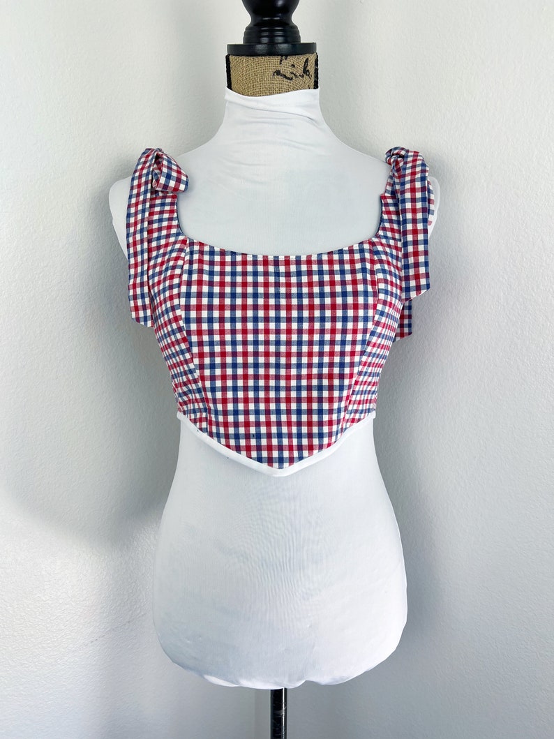 Summer Gingham Checkered Corset Crop Top Summer Plaid Crop Top Womens ...