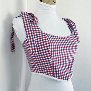 Summer Gingham Checkered Corset Crop Top Summer Plaid Crop Top Womens ...