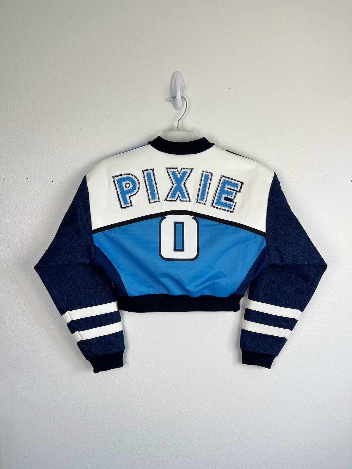 Reworked Titans Jacket – Cropped Sports Patchwork Bomber With Denim ...