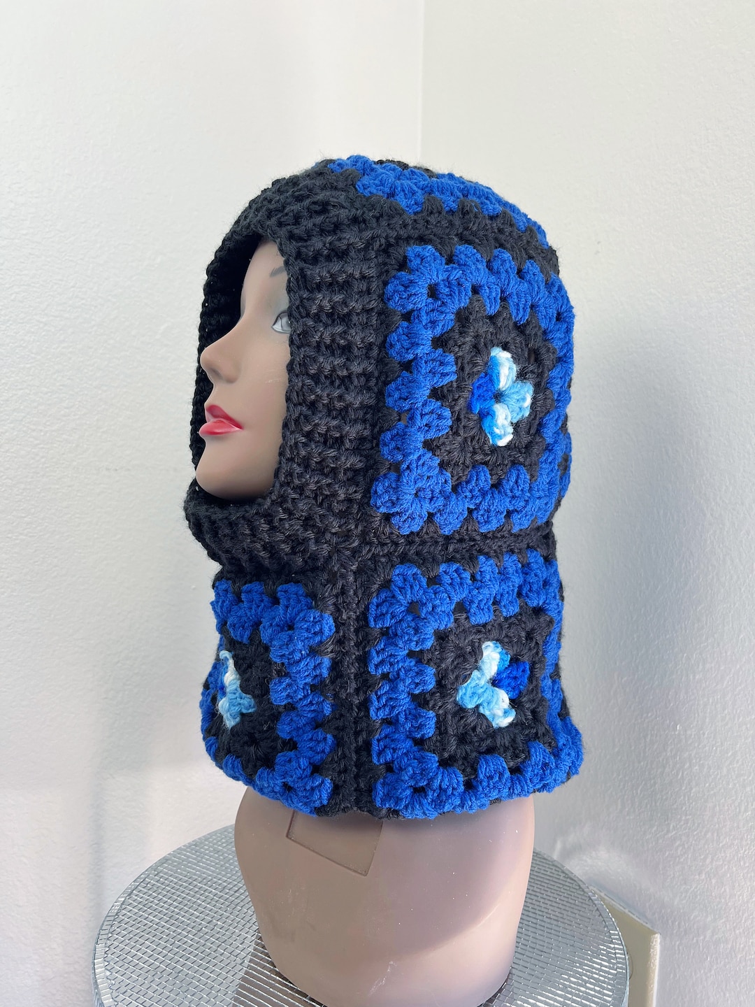Crochet Black Balaclava Granny Square Balaclava Crochet Balaclava Hat ...
