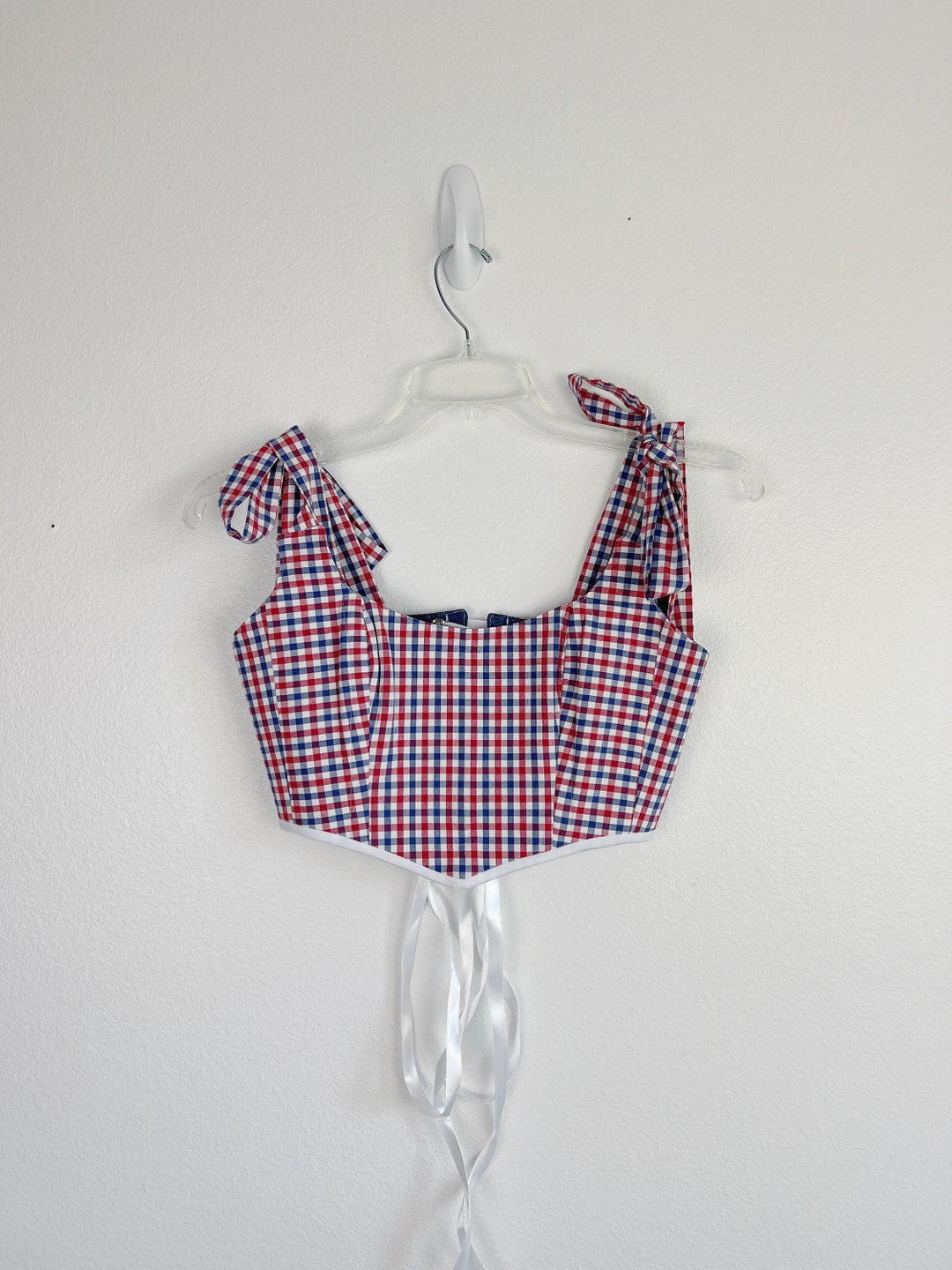 Summer Gingham Checkered Corset Crop Top Summer Plaid Crop Top Womens ...