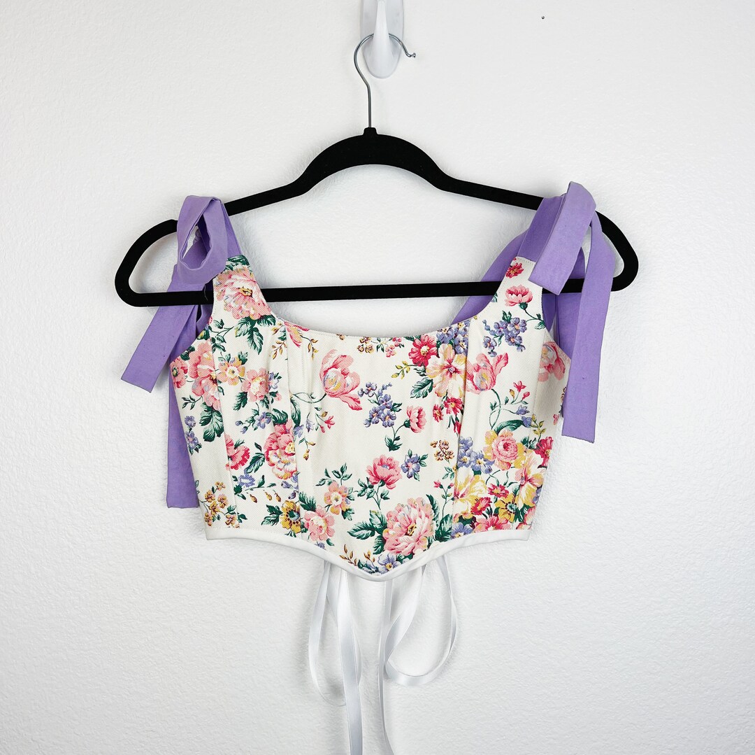 Handmade Floral Corset Top: Pastel Cotton Summer Clothing - Etsy