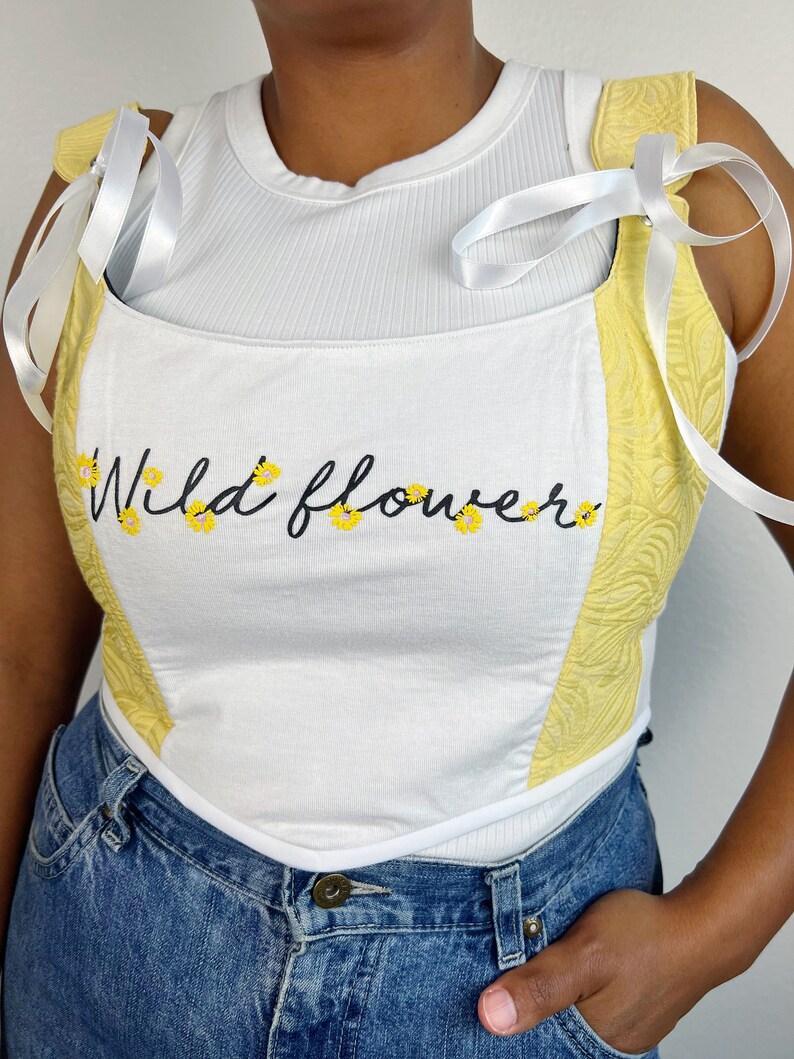 Yellow Wildflower Spring Corset Top With Flowers for Spring Clothing ...