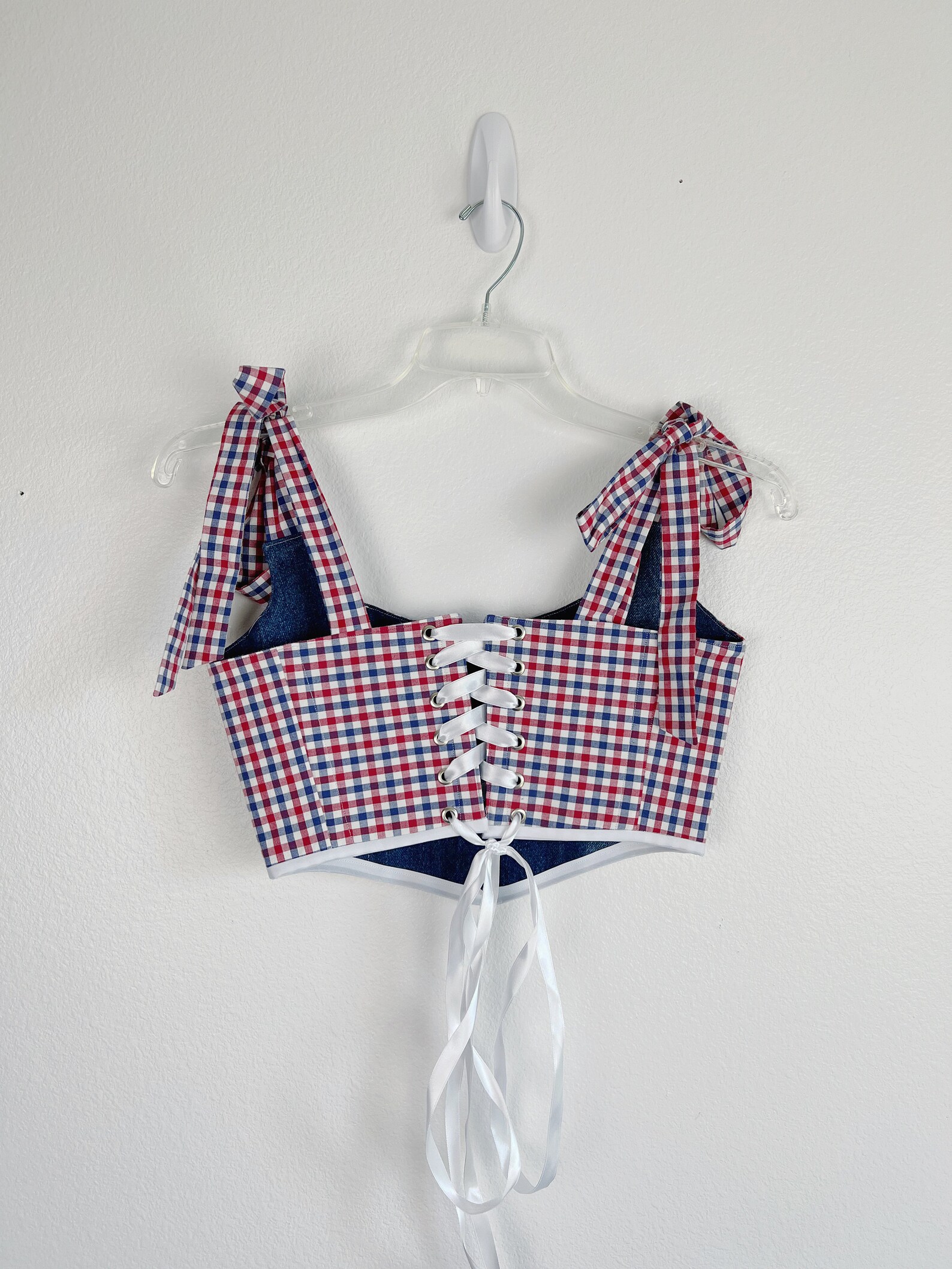 Summer Gingham Checkered Corset Crop Top Summer Plaid Crop Top Womens ...