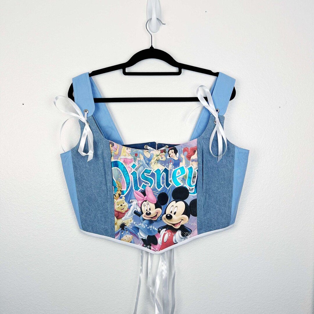 Disney Character Corset Top | Reworked Denim Corset | Upcycled Mickey ...