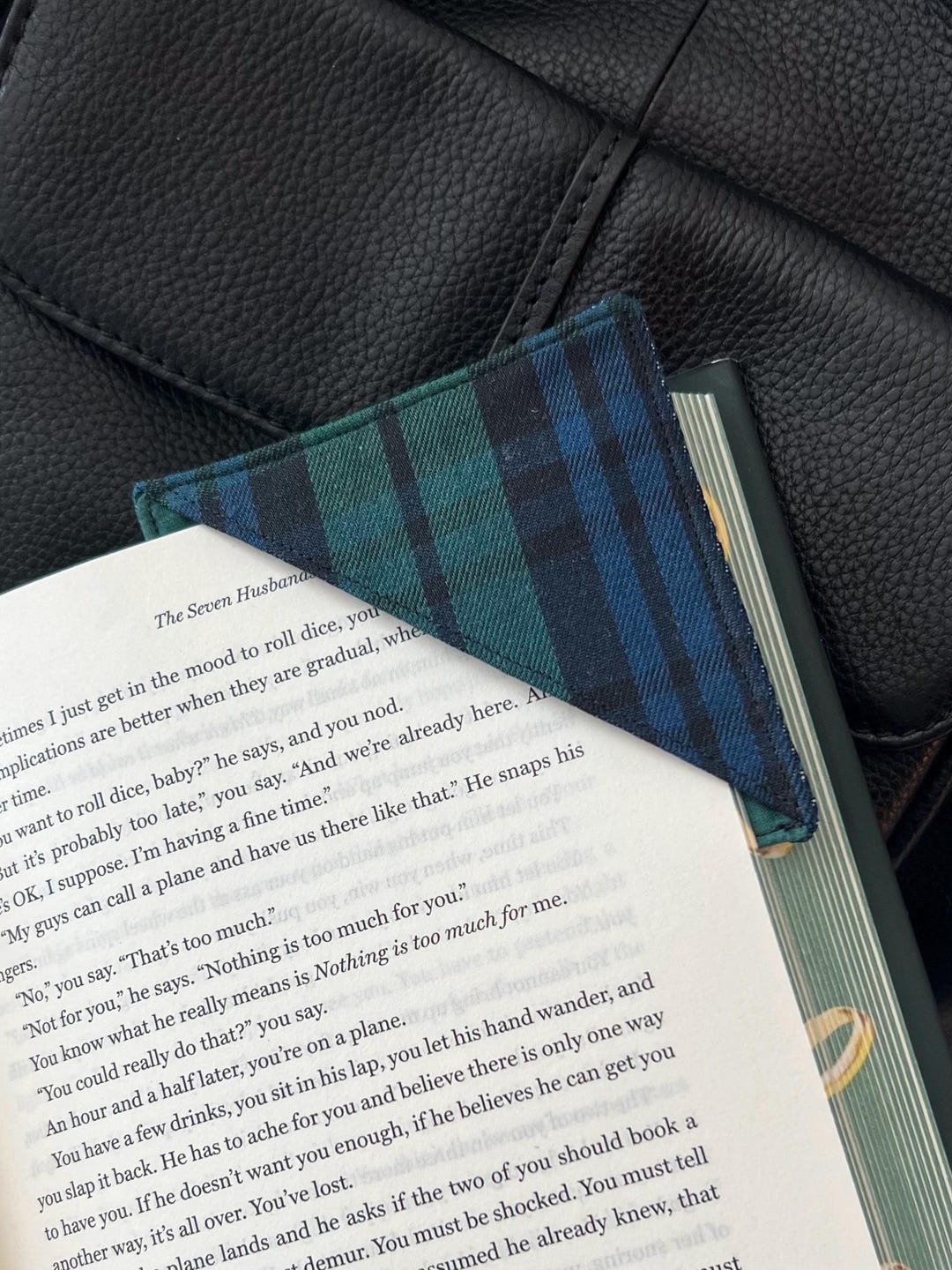 Green & Denim Corner Page Bookmarks – Set of 2 Handmade Fabric ...