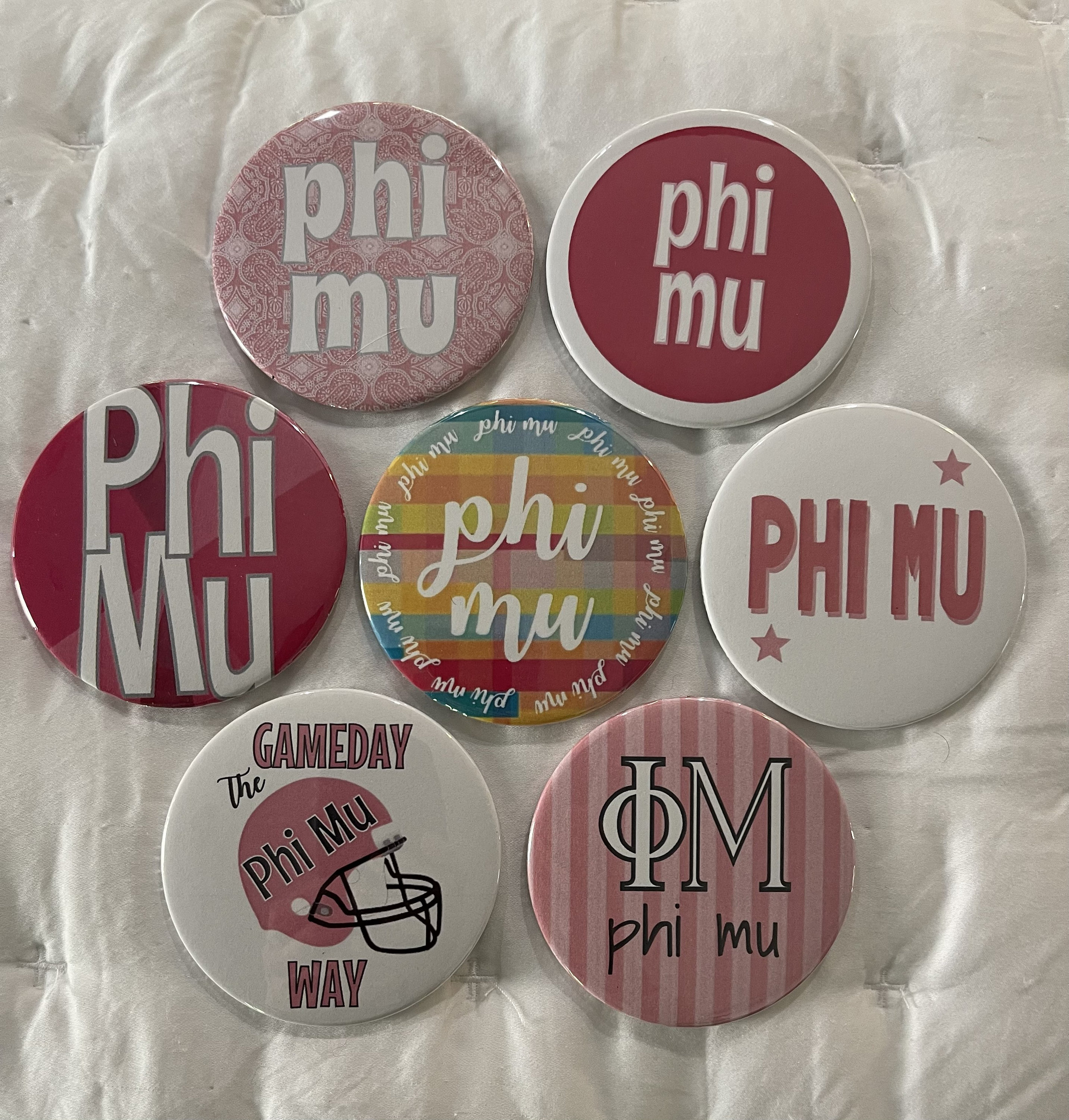 Phi Mu Button Set 7 3 Buttons - Etsy