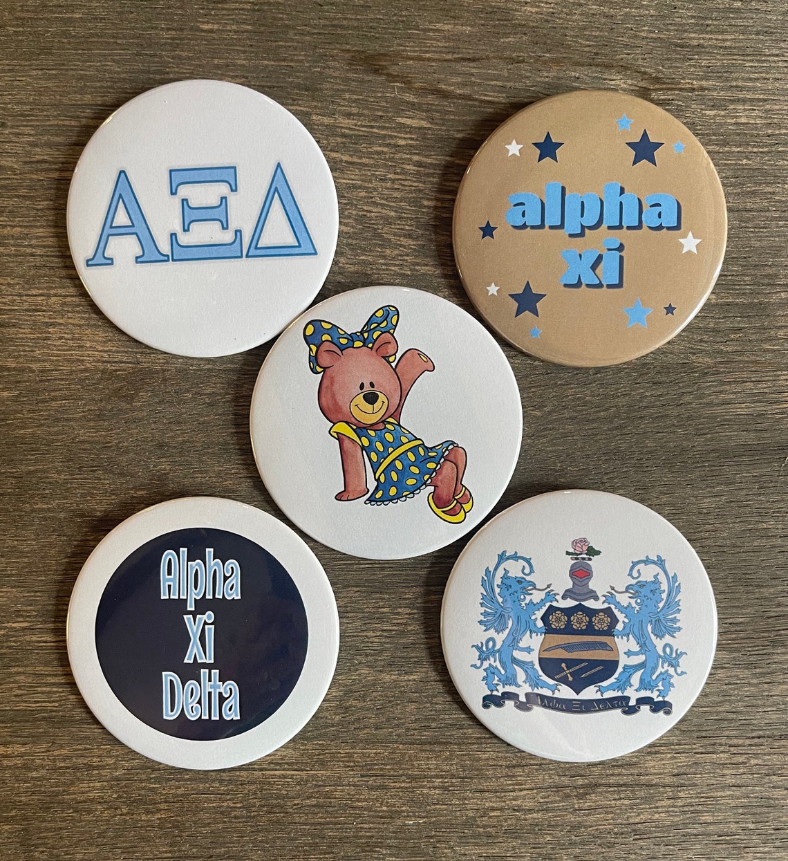 Alpha Xi Delta Button Set (5) - 3" Buttons - Etsy
