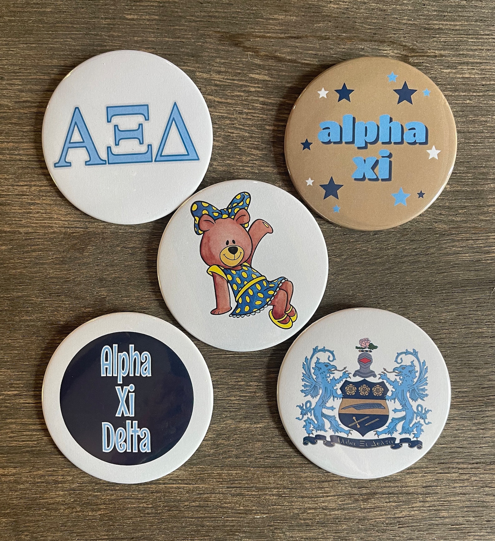 Alpha Xi Delta Button Set (5) - 3" Buttons - Etsy