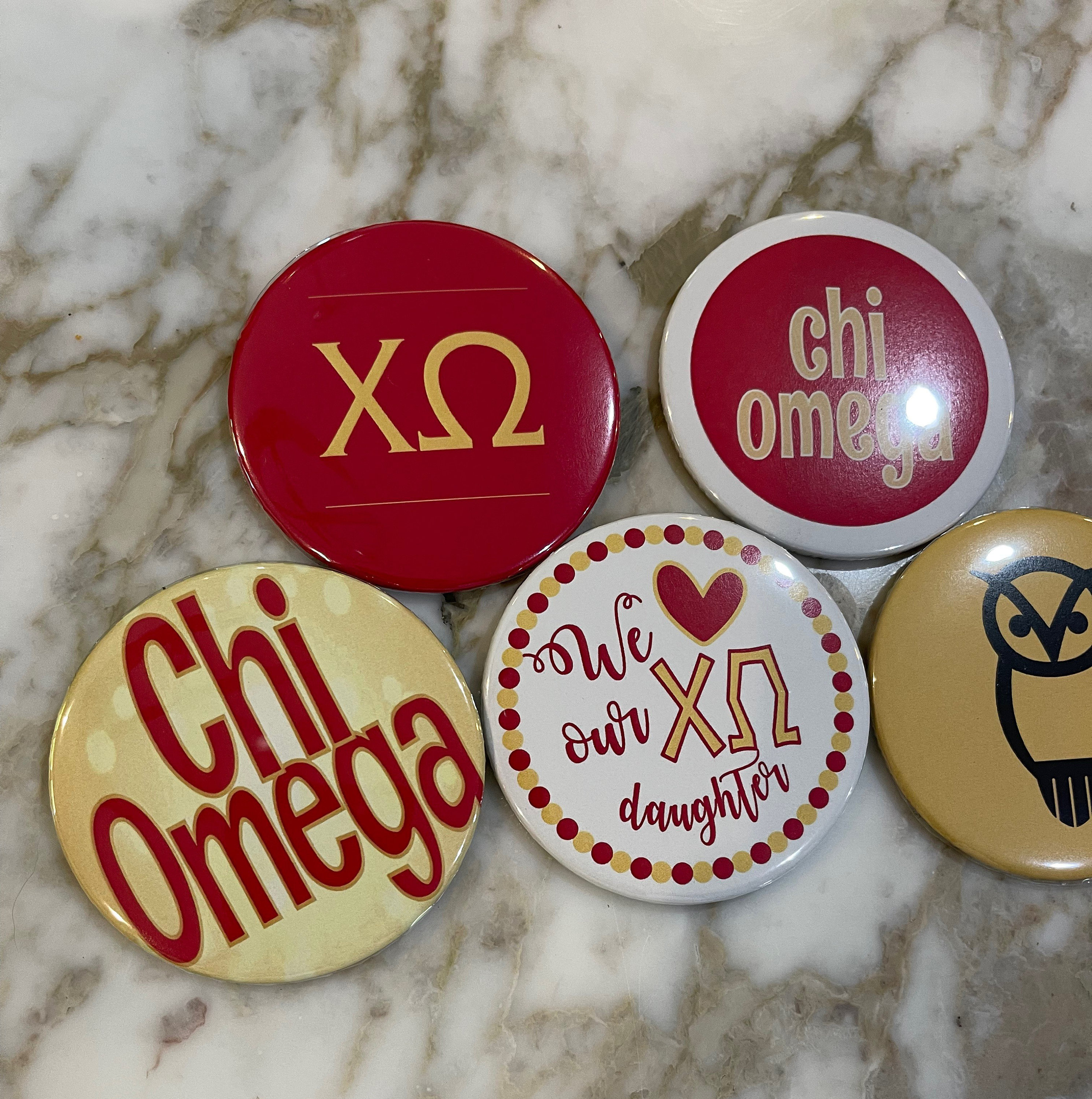 Chi Omega Button Set 5 3 Buttons Etsy
