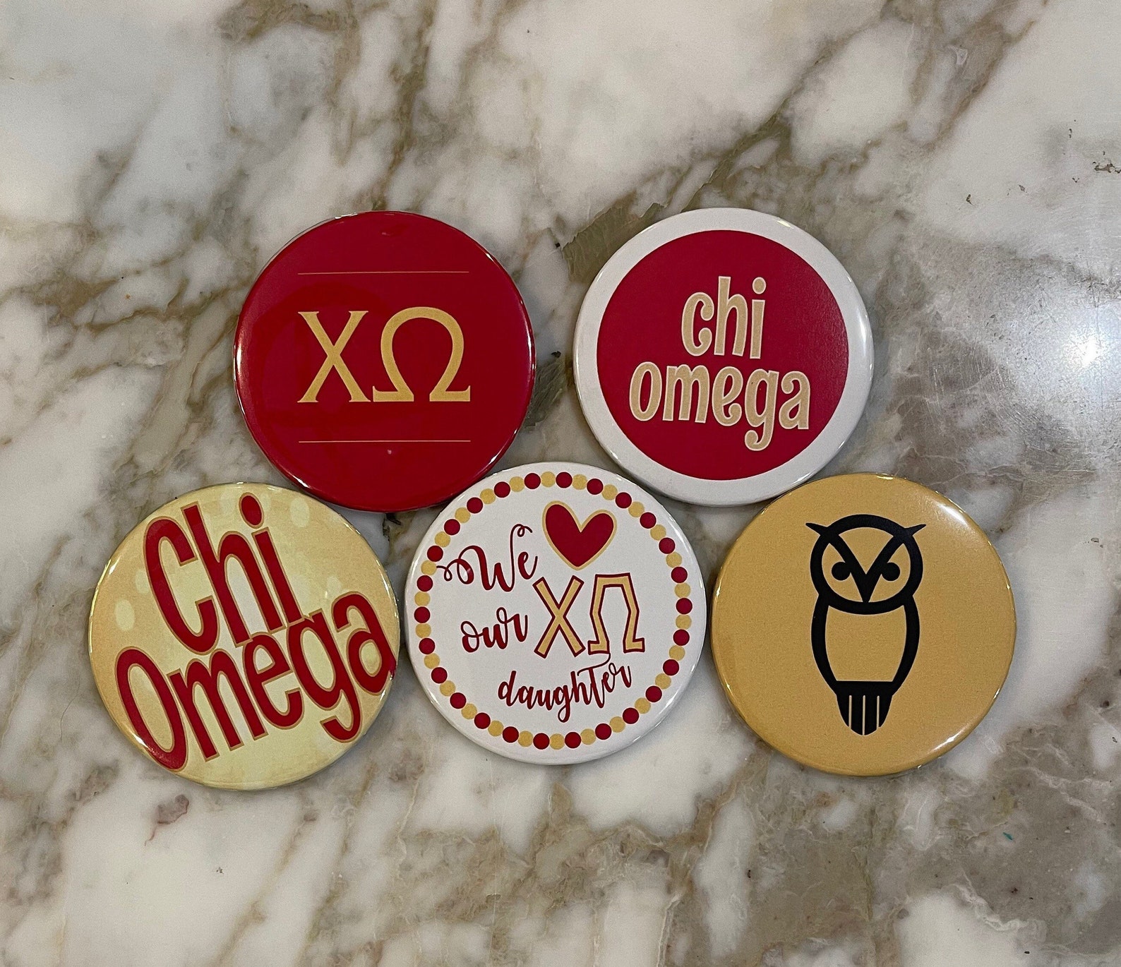 Chi Omega Button Set (5) - 3" Buttons - Etsy