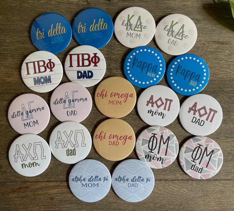 Sorority Mom/dad Button Set (2) - 3" Buttons - Etsy