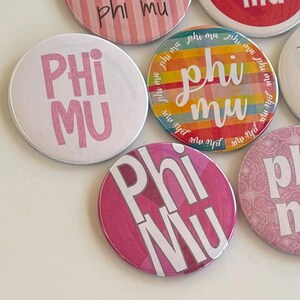 Phi Mu Button Set (7) - 3" Buttons - Etsy
