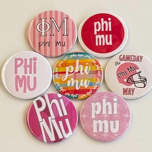 Phi Mu Button Set (7) - 3" Buttons - Etsy