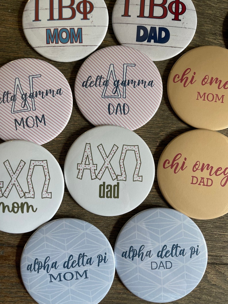 Sorority Mom/dad Button Set (2) - 3" Buttons - Etsy