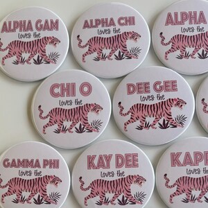Sorority 3" Game Day Button - Pink/purple Tiger - Etsy
