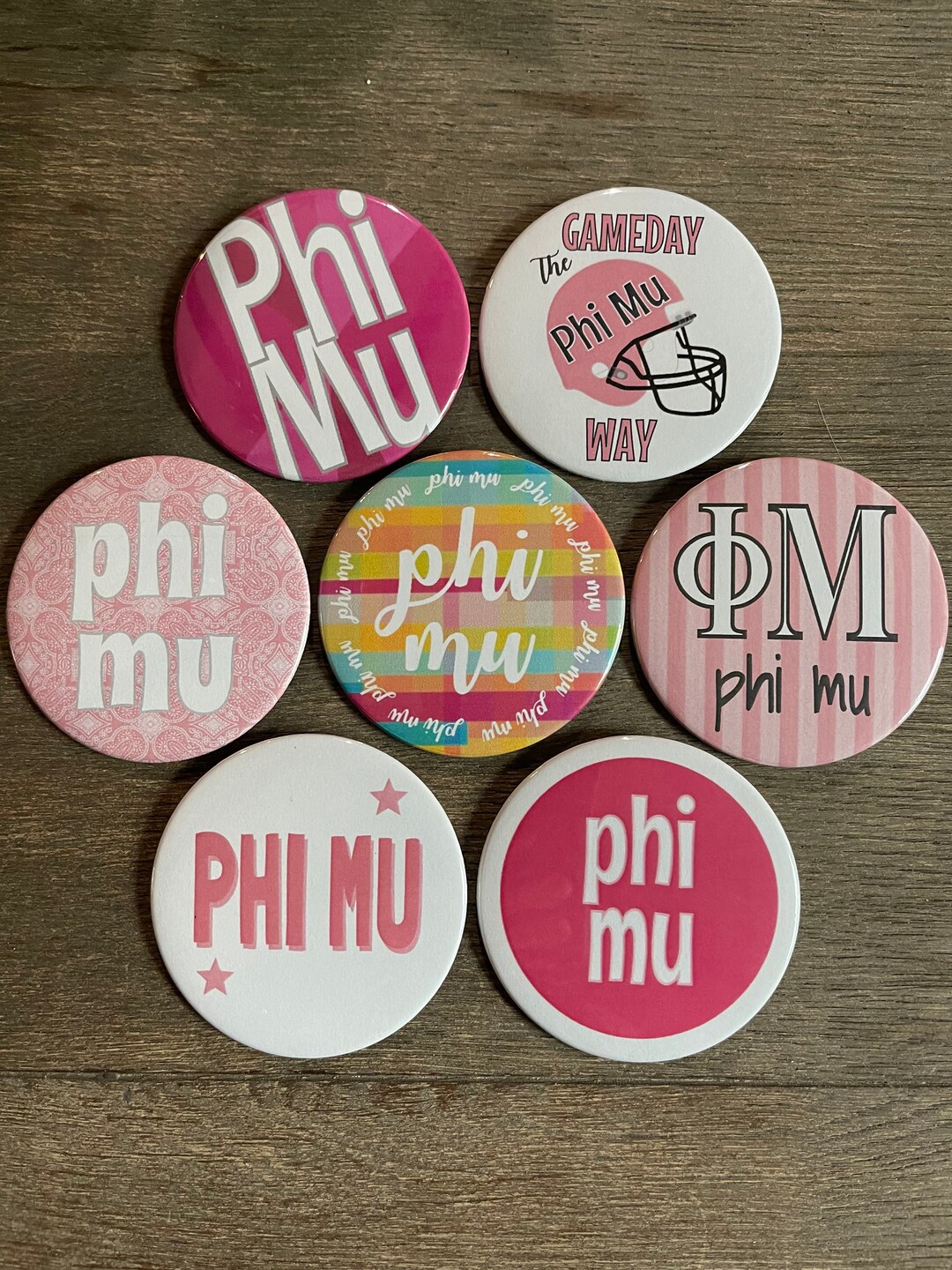 Phi Mu Button Set 7 3 Buttons - Etsy