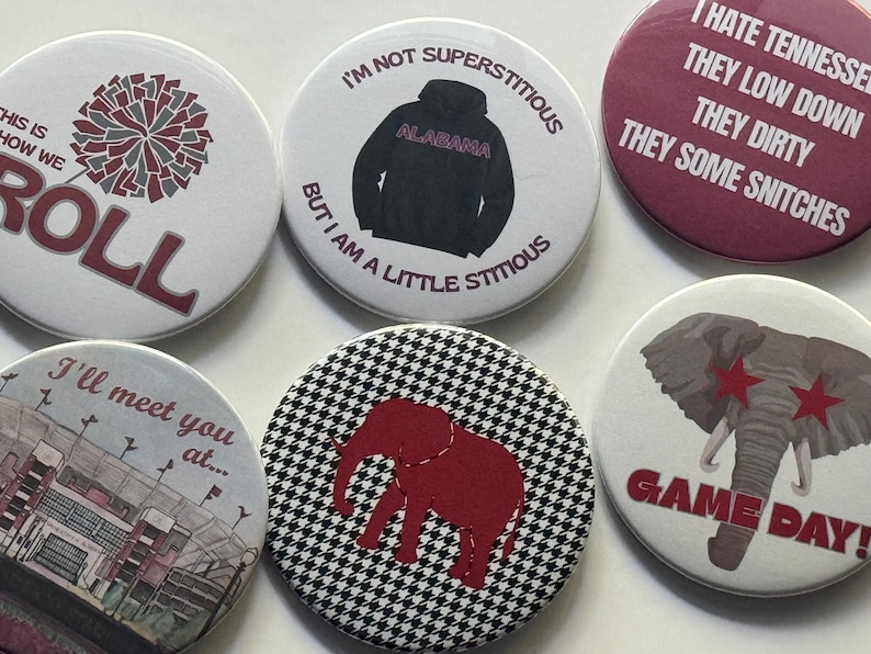 Alabama Fan Game Day Buttons 3” - Etsy