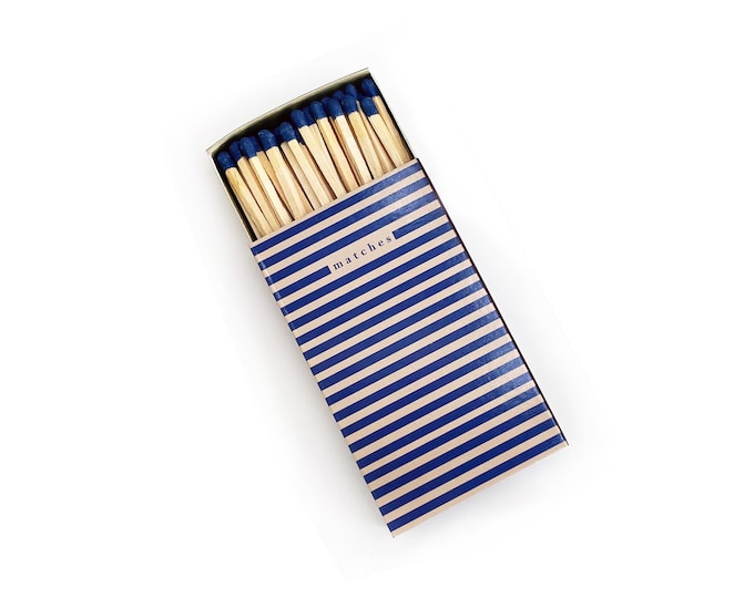 Blue Stripes Large Matchbox. Khaki & Navy Blue Striped Matchbook. Mid ...